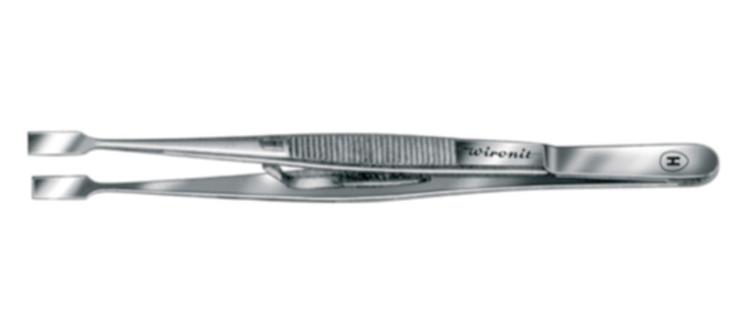 Cover glass forceps 160 mm straight, with fixing clip | LabFriend Taiwan